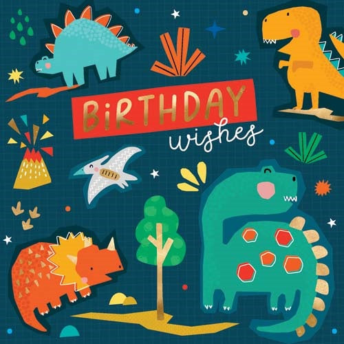 Birthday Wishes Dinosaur Card – 12cm - That's Cute!