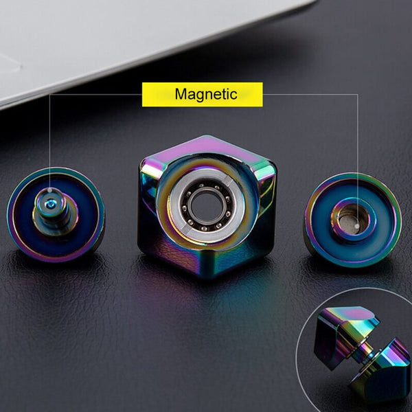 Oil Slick Metal Fidget Spinner Cube - That's Cute!