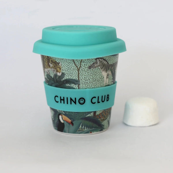 Chino Club Reusable Bamboo 120ml Cup - Aqua Jungle - That's Cute!
